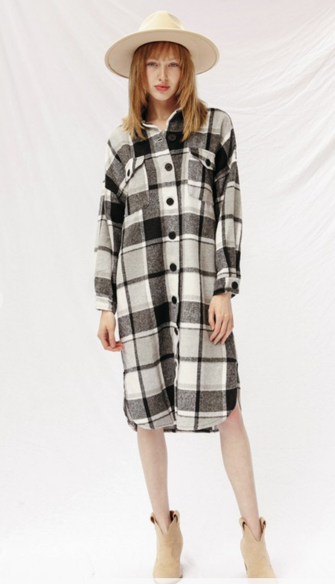 The Raeyln Longline Shacket - Black/Grey – Styled Grace Boutique LLC